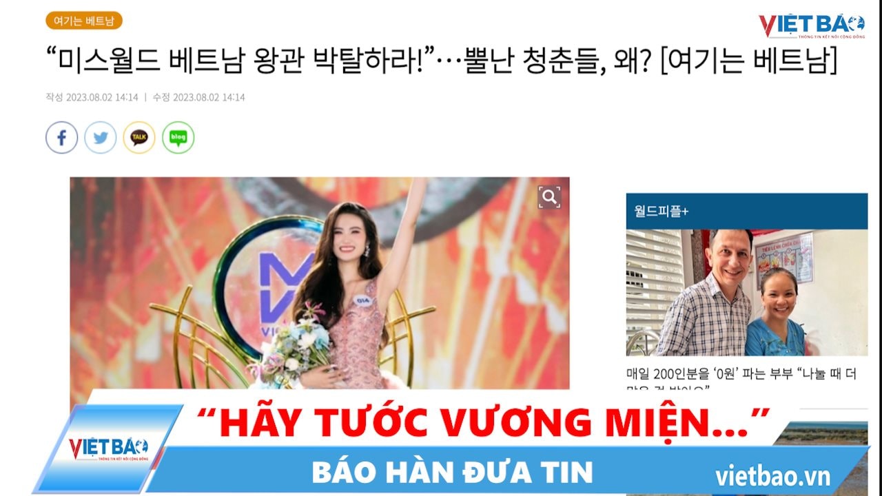 Korean newspaper reports on controversial statements by Miss Ý Nhi