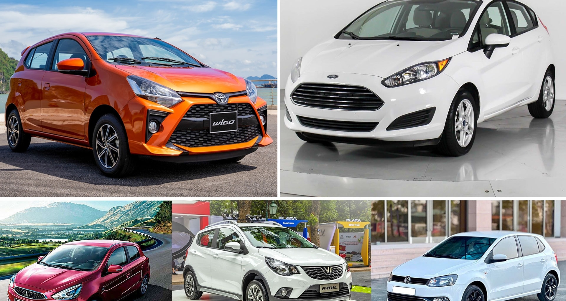 Four used hatchback models in good condition, priced under 300 million VND.