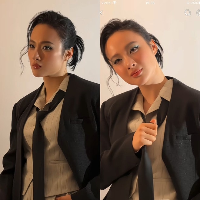 Angela Phuong Trinh wears men's clothing after toning her body