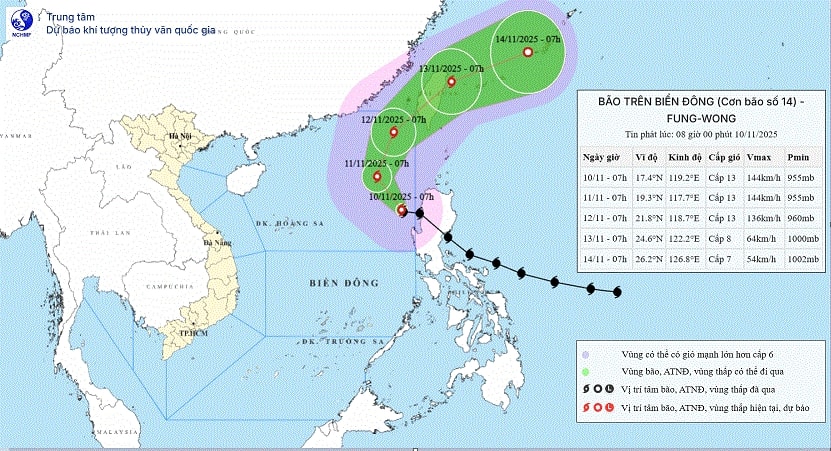 La tempête Fung-Wong a perdu 2 niveaux en entrant dans la mer de l'Est ...