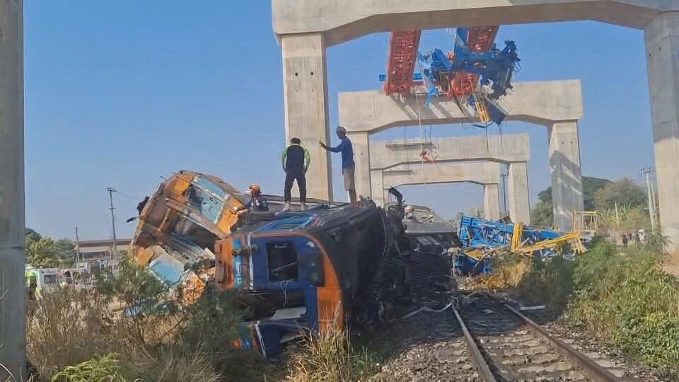 Construction crane collapses onto train in Thailand, killing at least ...